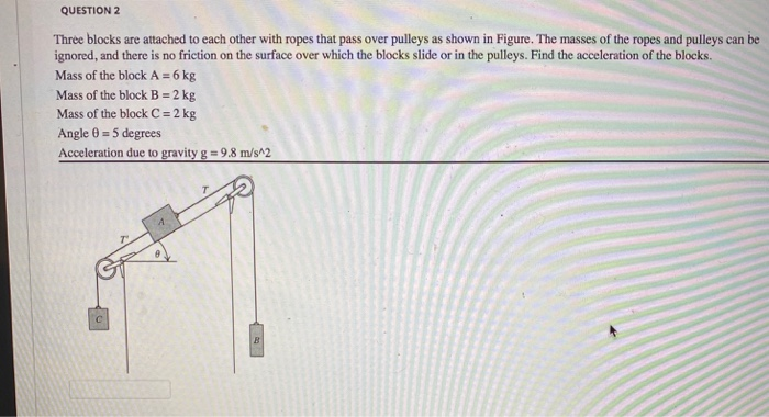 Solved QUESTION 2 Three blocks are attached to each other | Chegg.com