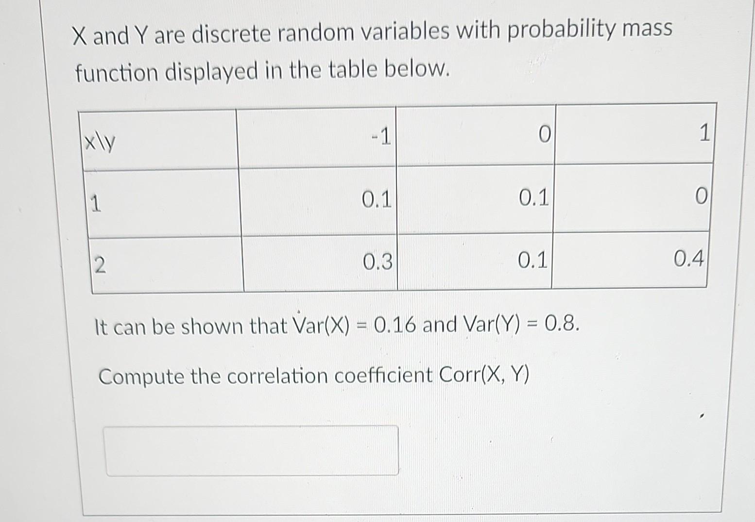 Solved X and Y are discrete random variables with | Chegg.com