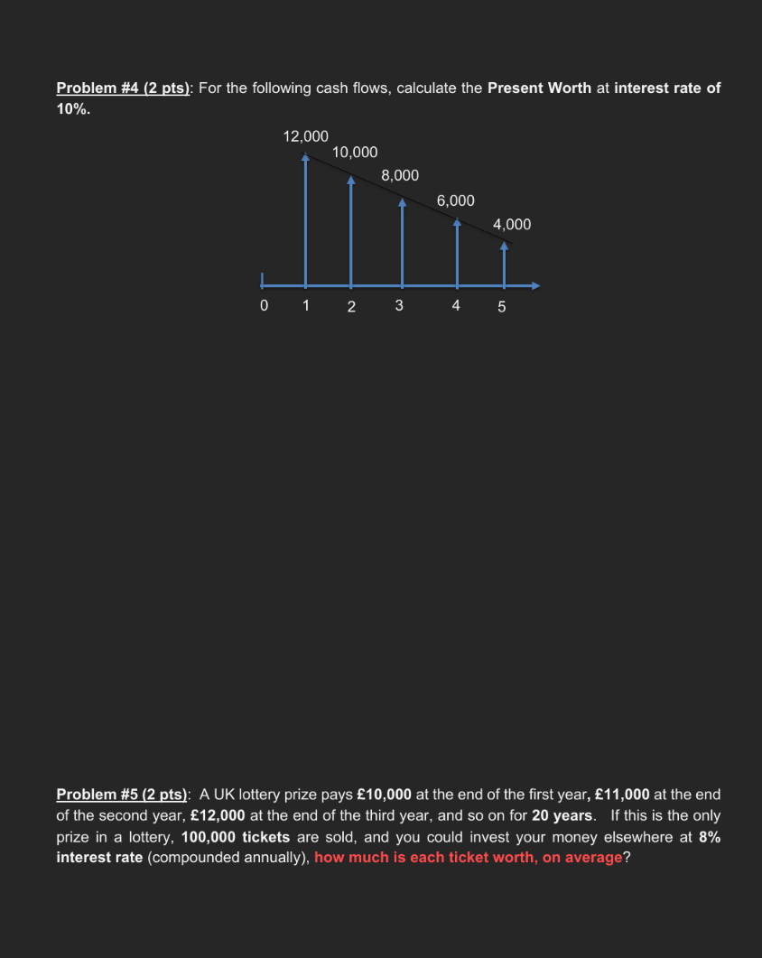 Solved Problem #4 (2 ﻿pts): For the following cash flows, | Chegg.com