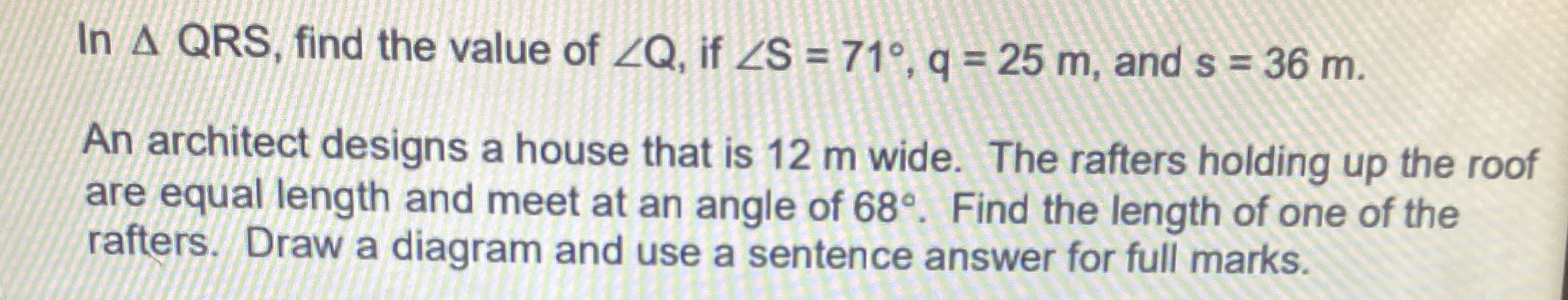 Solved In ????QRS, ﻿find the value of ??Q, ﻿if | Chegg.com