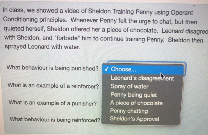 Solved In class, we showed a video of Sheldon Training Penny | Chegg.com