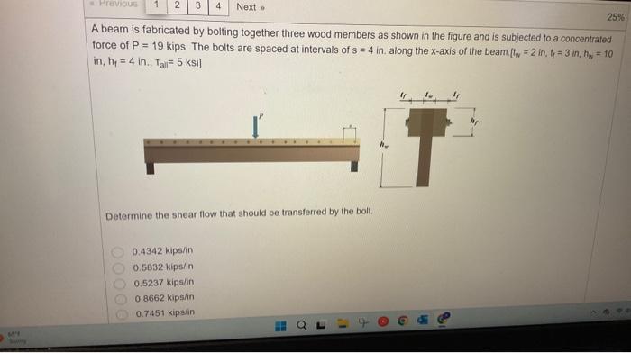 Solved A beam is fabricated by boiting together three wood | Chegg.com