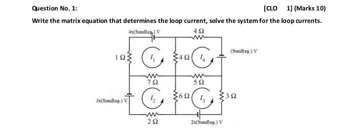Solved Question No. 1: [CLO 1] (Marks 10) Write the matrix | Chegg.com