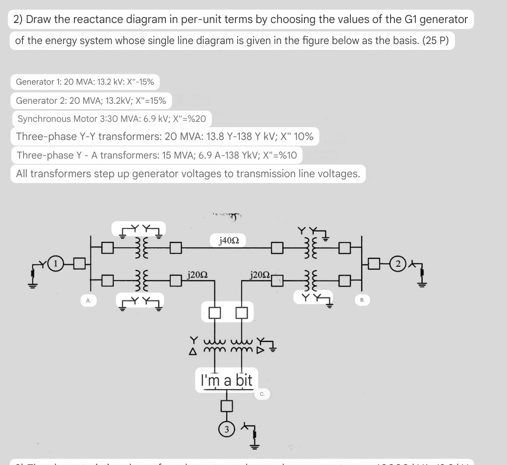 Draw the reactance diagram in per-unit terms by | Chegg.com