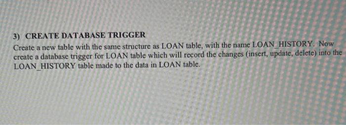 Solved 3) CREATE DATABASE TRIGGER Create a new table with | Chegg.com