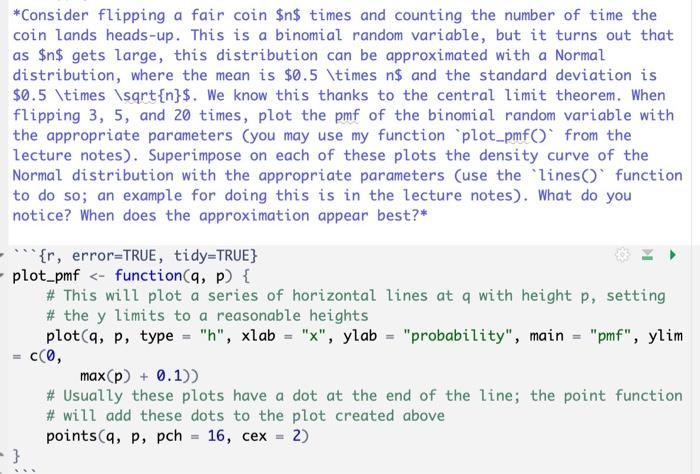 Solved *Consider flipping a fair coin $n$ times and counting | Chegg.com