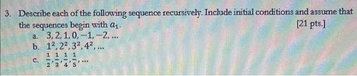 Solved 3. Describe each of the following sequence | Chegg.com