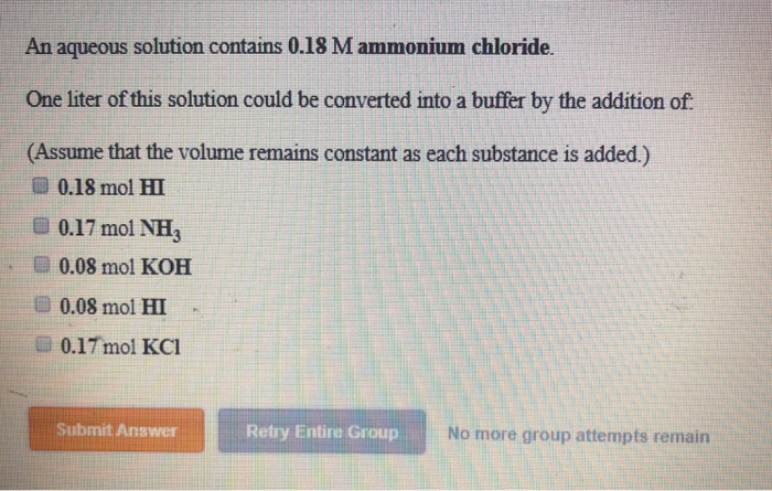 Solved An aqueous solution contains 0.18 M ammonium | Chegg.com