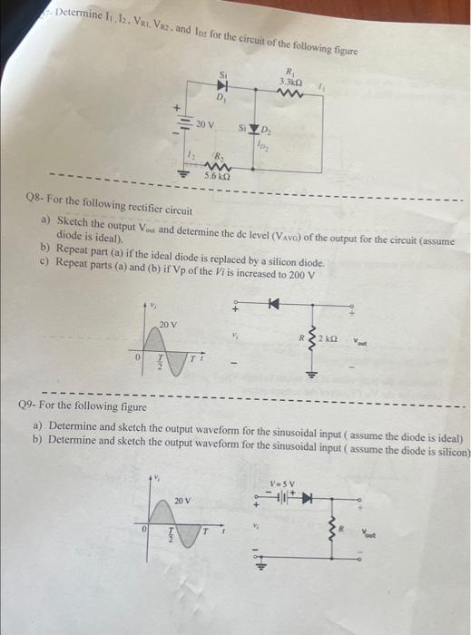 Solved Q1- For the two bellow figures, determine VR1, VR2, | Chegg.com