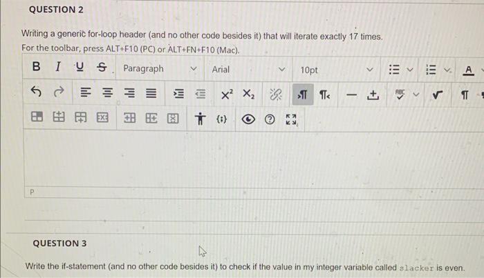 Solved Writing a generic for-loop header (and no other code | Chegg.com