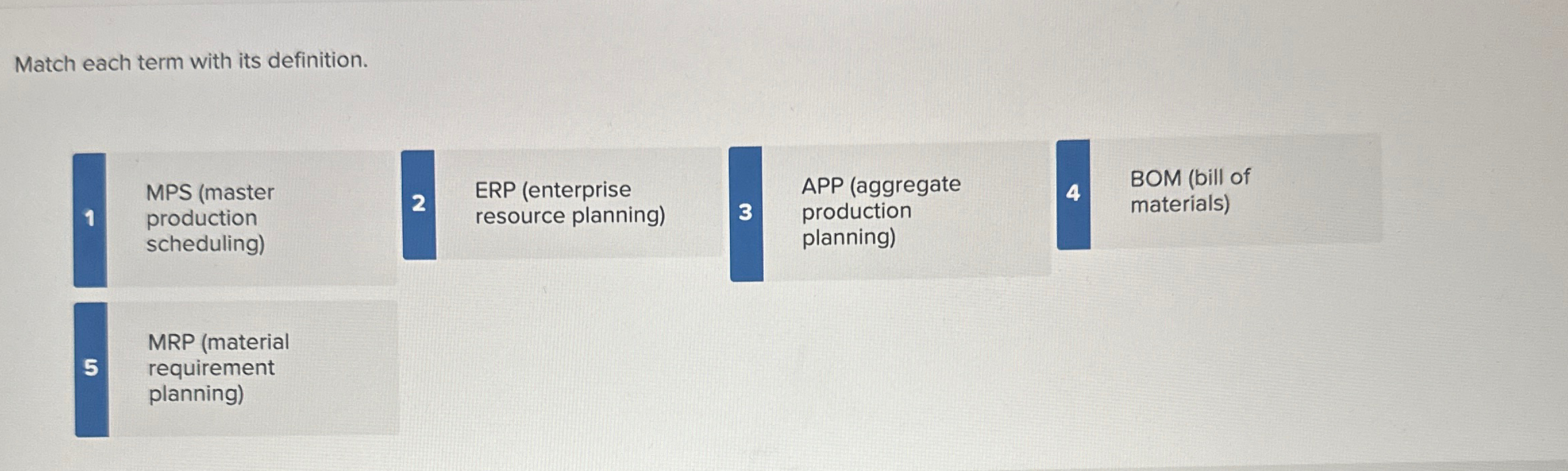 Solved Match each term with its definition.MPS (masterERP | Chegg.com