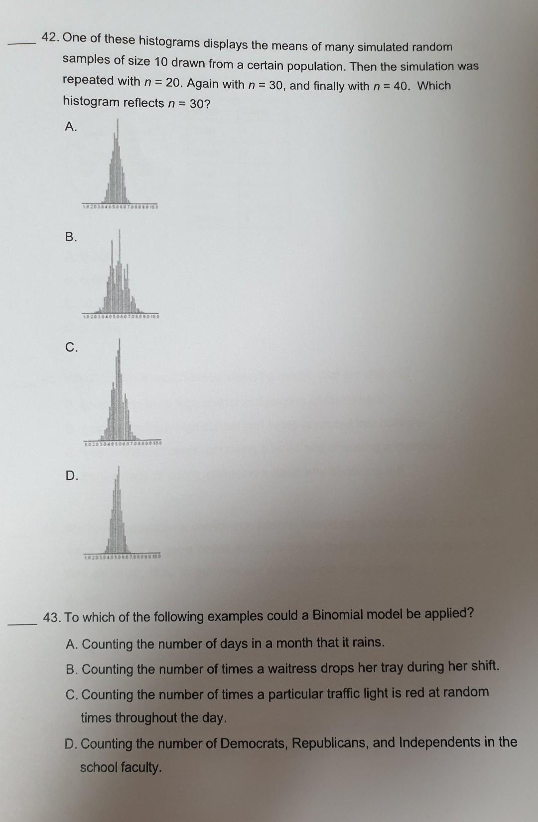 Solved I need these high school statistics questions to be | Chegg.com