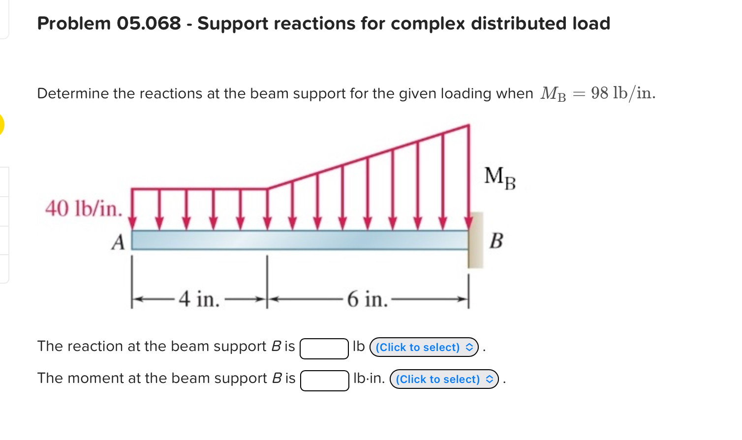 Solved Problem 05.068 - ﻿Support reactions for complex | Chegg.com
