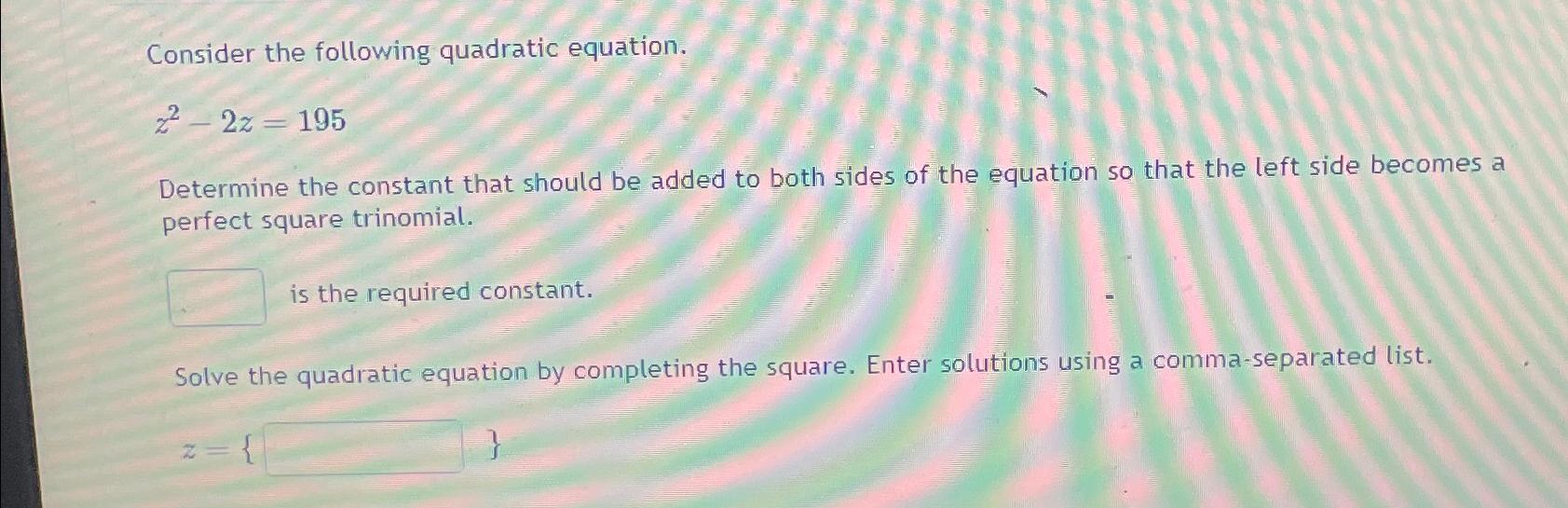 Solved Consider the following quadratic | Chegg.com