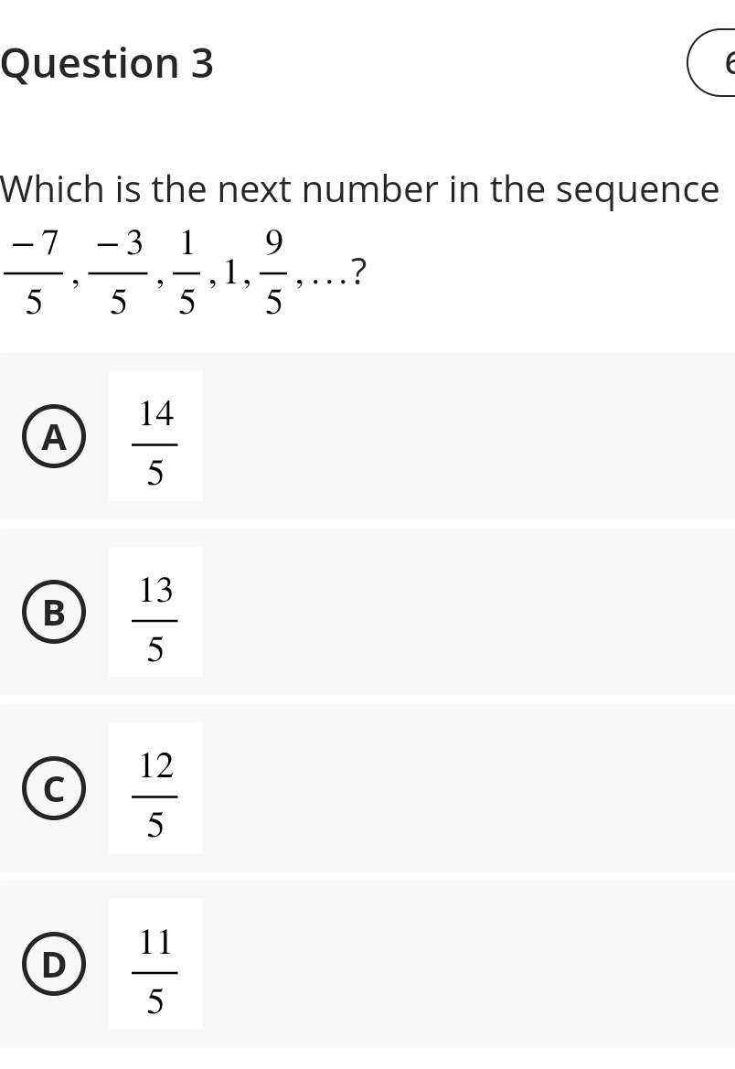 Solved Question 3Which is the next number in the sequence | Chegg.com
