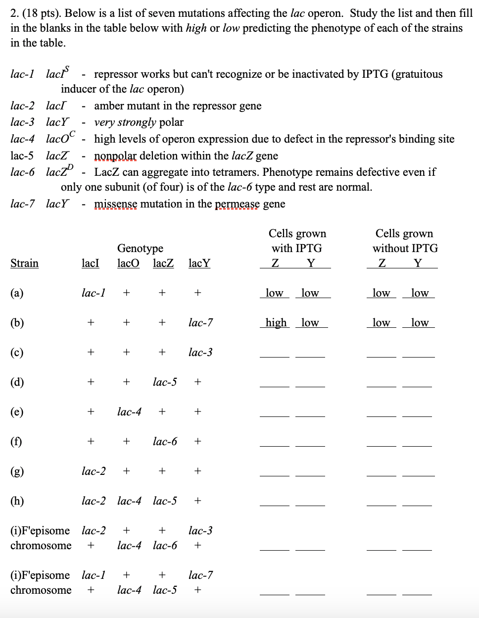 Solved (18 ﻿pts). ﻿Below is a list of seven mutations | Chegg.com