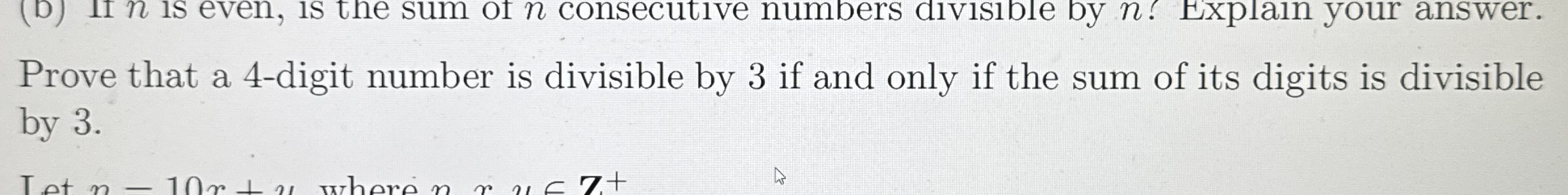 Solved Prove that a 4-digit number is divisible by 3 ﻿if and | Chegg.com