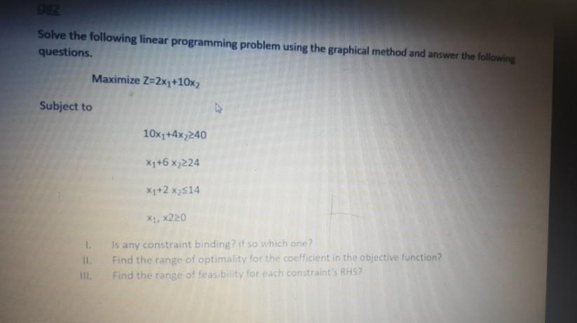 Solved Solve the following linear programming problem using | Chegg.com