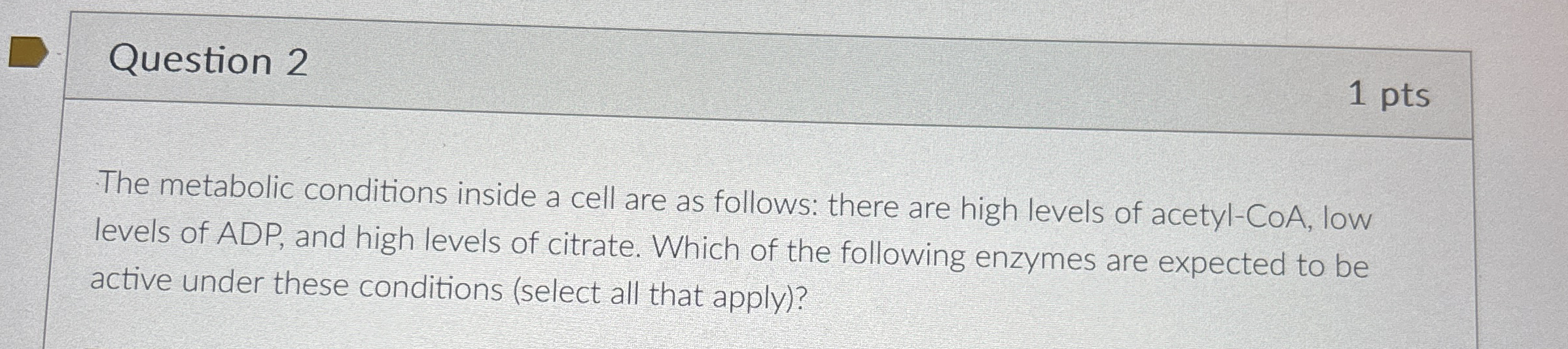 Solved Question 21 ﻿ptsThe metabolic conditions inside a | Chegg.com