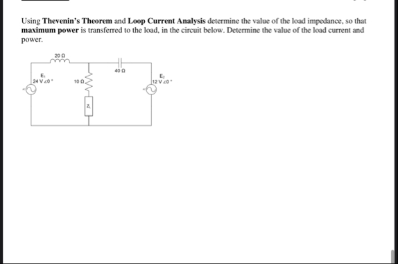 Solved Using Thevenin's Theorem and Loop Current Analysis | Chegg.com