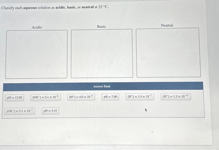 Solved Classify each aqueous solution as acidic, basic, or | Chegg.com