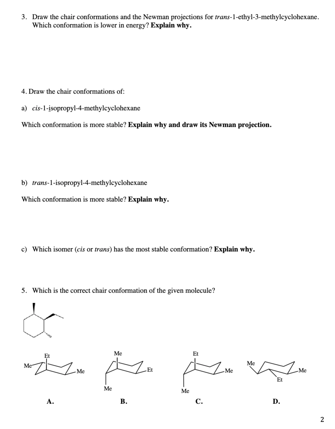 Solved Draw the chair conformations and the Newman | Chegg.com