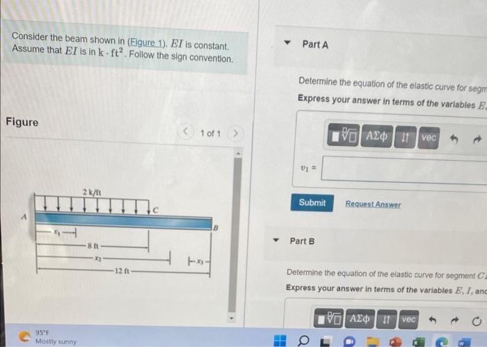 Solved Consider the beam shown in (Figure 1). EI is | Chegg.com
