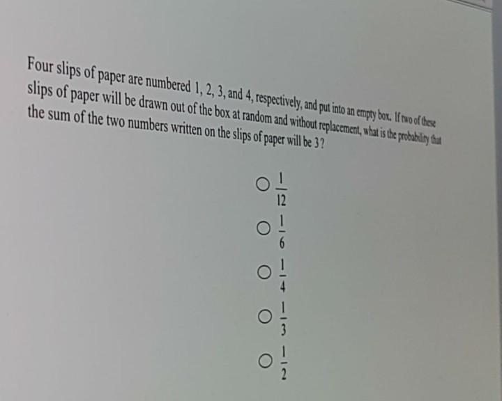 Solved Four slips of paper are numbered 1, 2, 3, and 4, | Chegg.com