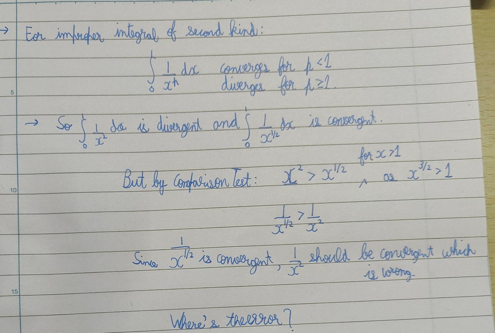 Solved For improper integral of second kind: ∫01xh1dx | Chegg.com
