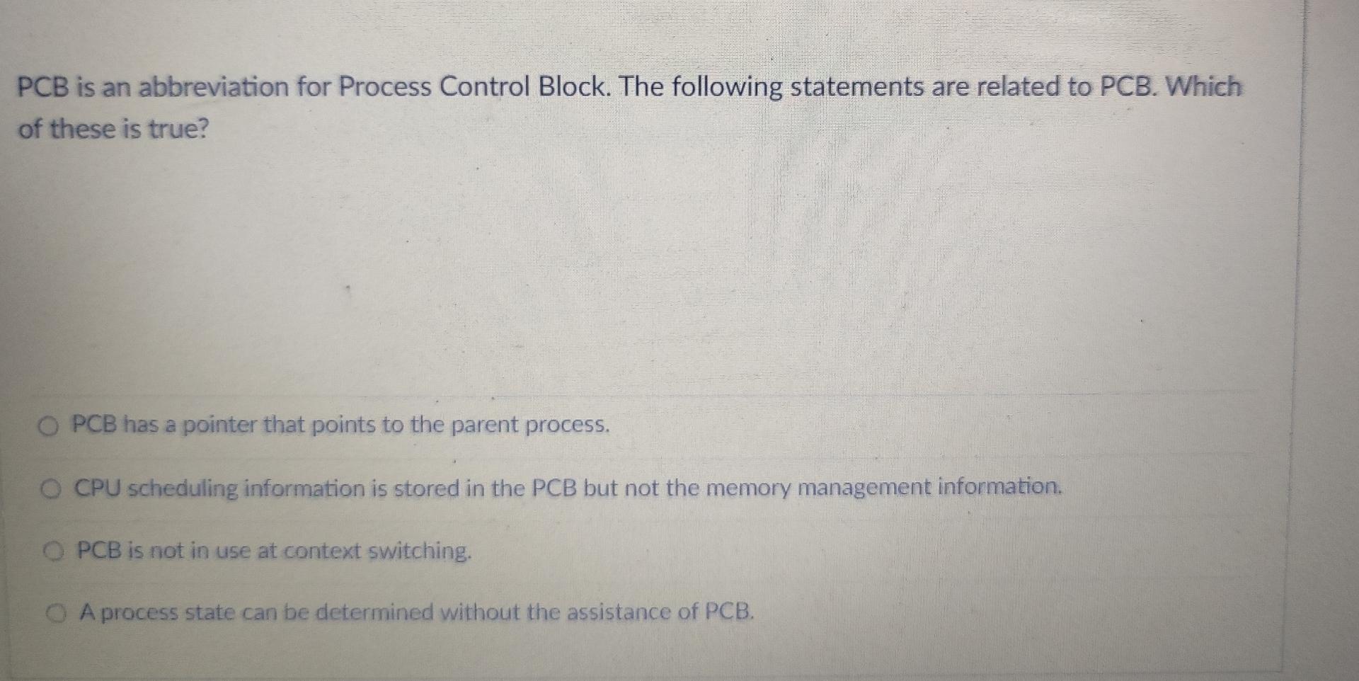Solved PCB is an abbreviation for Process Control Block. The | Chegg.com