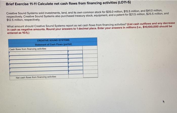 Solved Brief Exercise 11-11 Calculate net cash flows from | Chegg.com