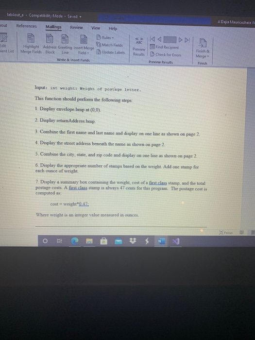 Solved labtout_a. Compatibility Mode - Saved. A Dajia | Chegg.com