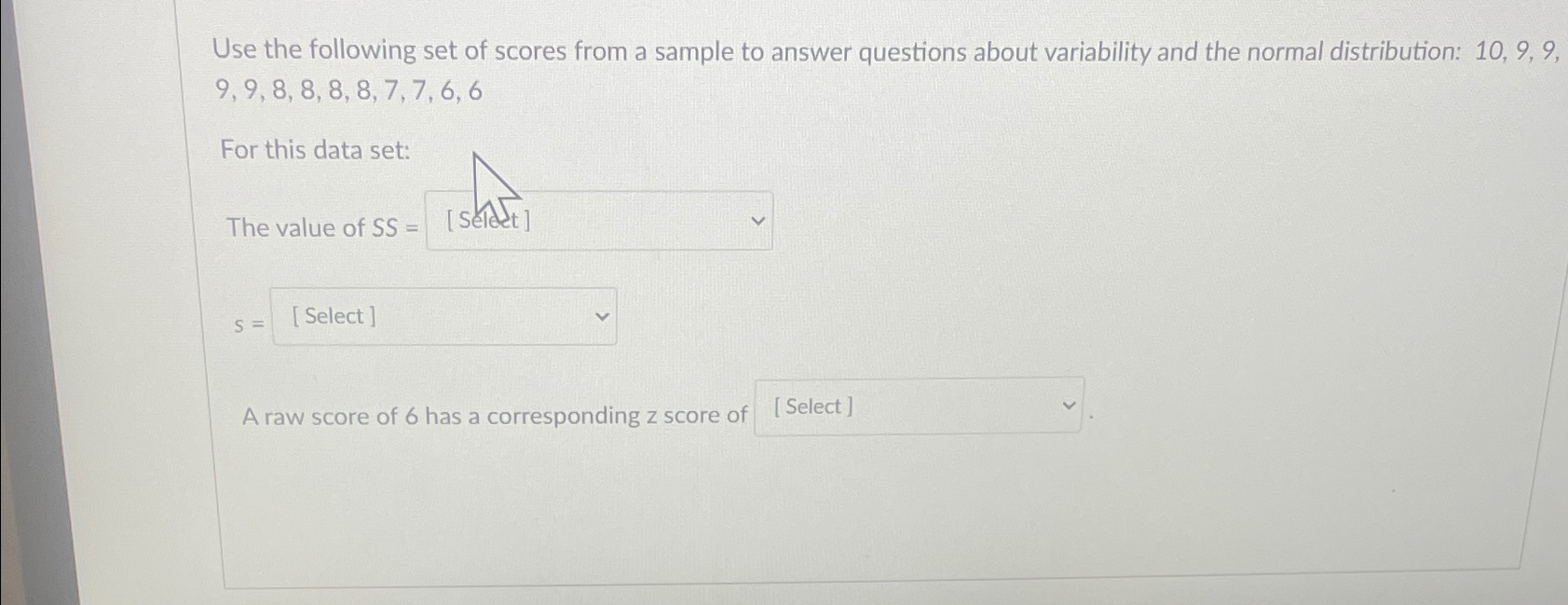 Solved Use the following set of scores from a sample to | Chegg.com