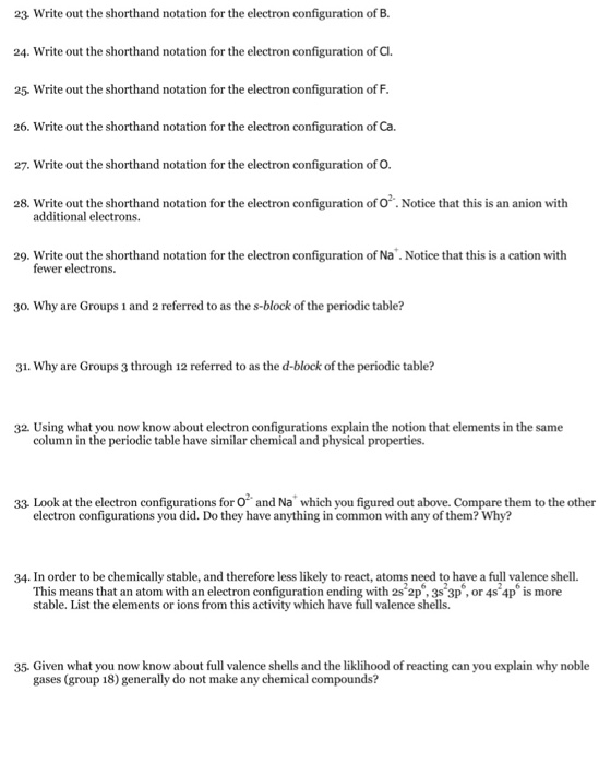 Solved 2/2020 Group Activity Electron Configuration Electron | Chegg.com