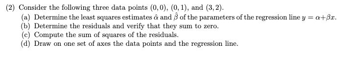 (2) ﻿Consider the following three data points | Chegg.com