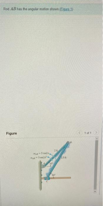 Solved Rod AB has the angular motion shown (Figure 1) Figure | Chegg.com