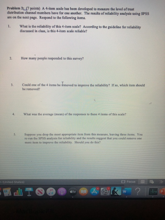 Solved Problem 2: (7 points) A 4-item scale has been | Chegg.com