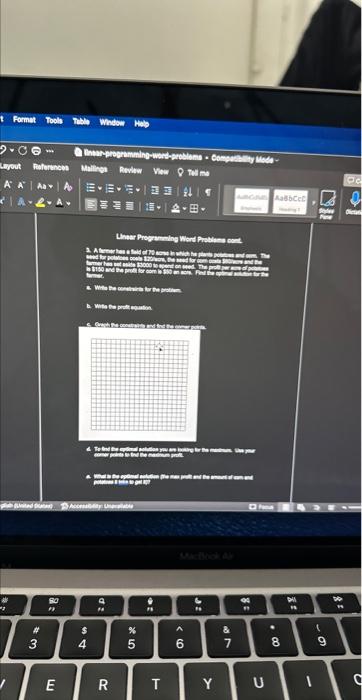 Solved Linear Programming Word Problems cont. 3. A farmer | Chegg.com