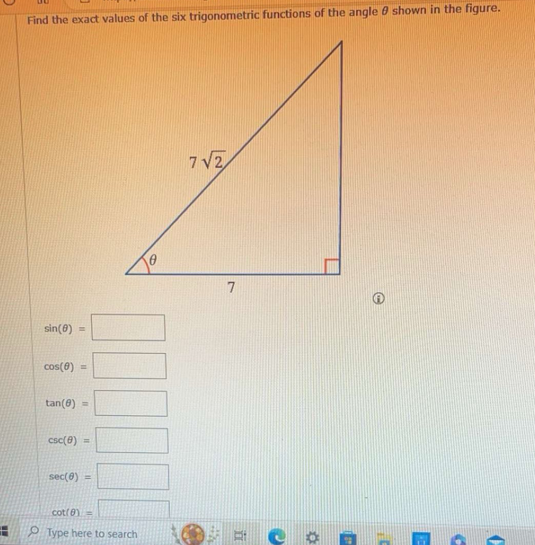 Solved Find the exact values of the six trigonometric | Chegg.com