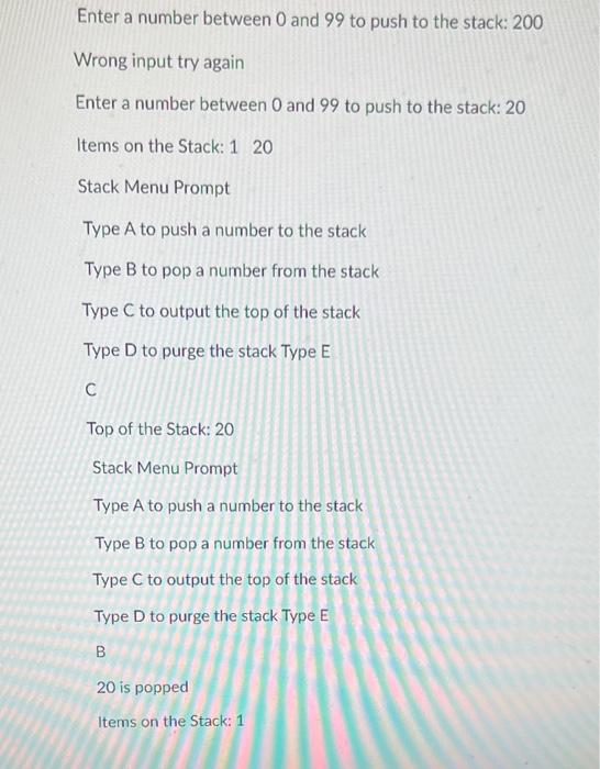 Solved menu should have the following options push. pop, | Chegg.com