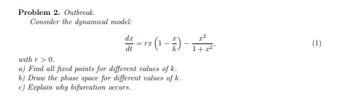 Solved Problem 2. ﻿Outbreak.Consider the dynamical | Chegg.com