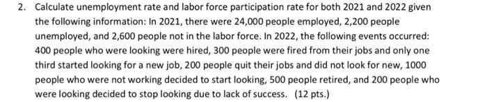 Solved Calculate unemployment rate and labor force | Chegg.com