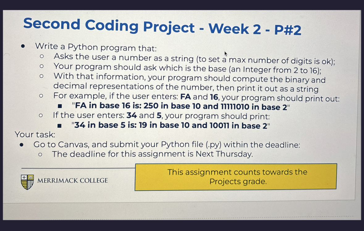 Solved Second Coding Project - ﻿Week 2 - ﻿P#2Write a Python | Chegg.com