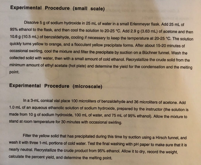 Solved Experimental Procedure (small scale) Dissolve 5 g of | Chegg.com