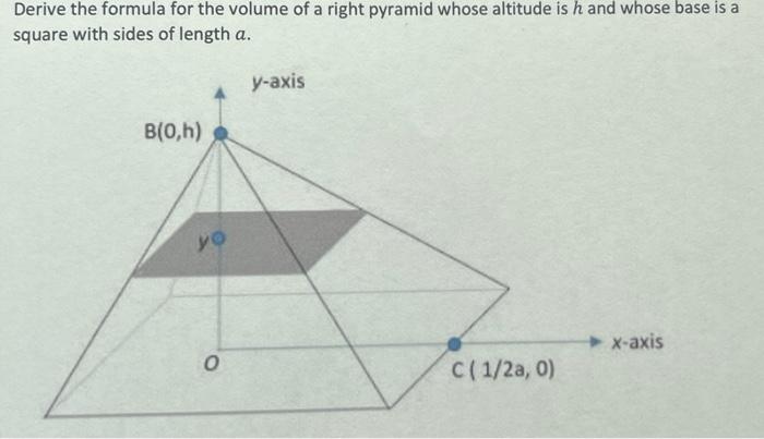 Solved Derive the formula for the volume of a right pyramid | Chegg.com