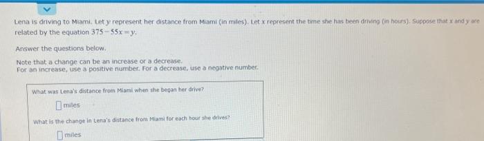 Solved Lena is driving to Mtami. Let yi represent her | Chegg.com