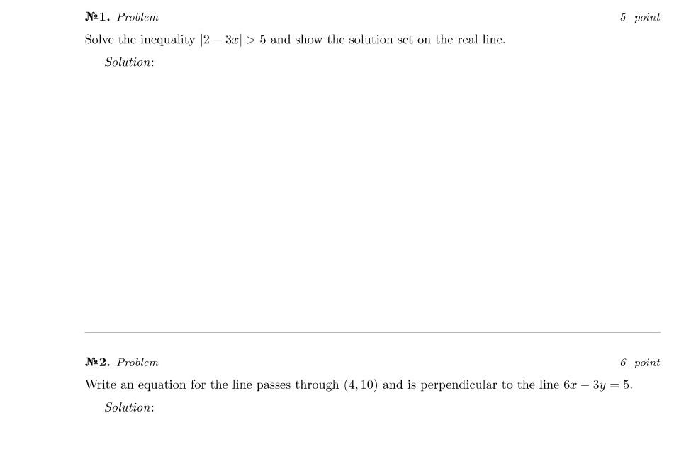 Solved 5 point N1. Problem Solve the inequality 12 - 3x] > 5 | Chegg.com