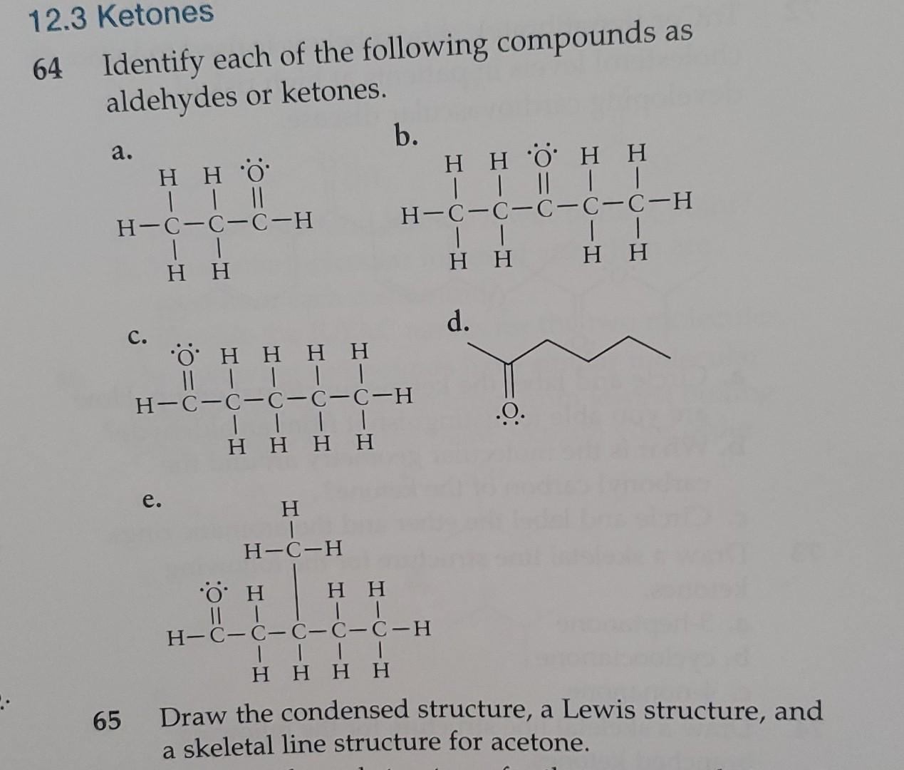 Solved 12.3 Ketones 64 Identify each of the following | Chegg.com