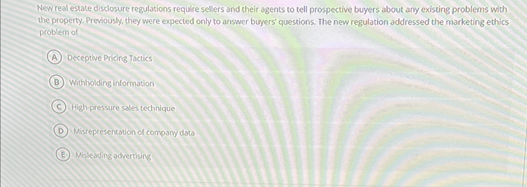 Solved New real estate disclosure regulations require | Chegg.com