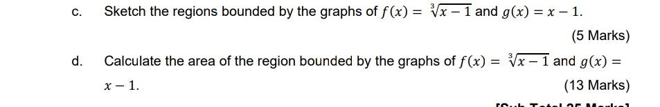 Solved c. Sketch the regions bounded by the graphs of | Chegg.com